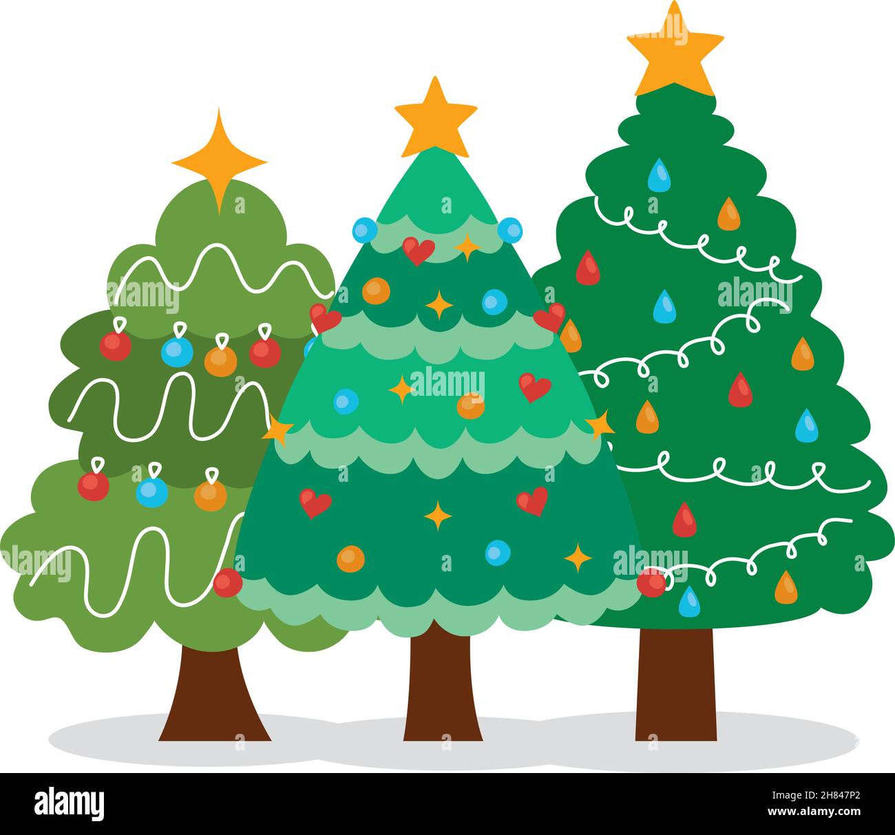 merry christmas three tree decoration Stock Vector Image & Art - Alamy