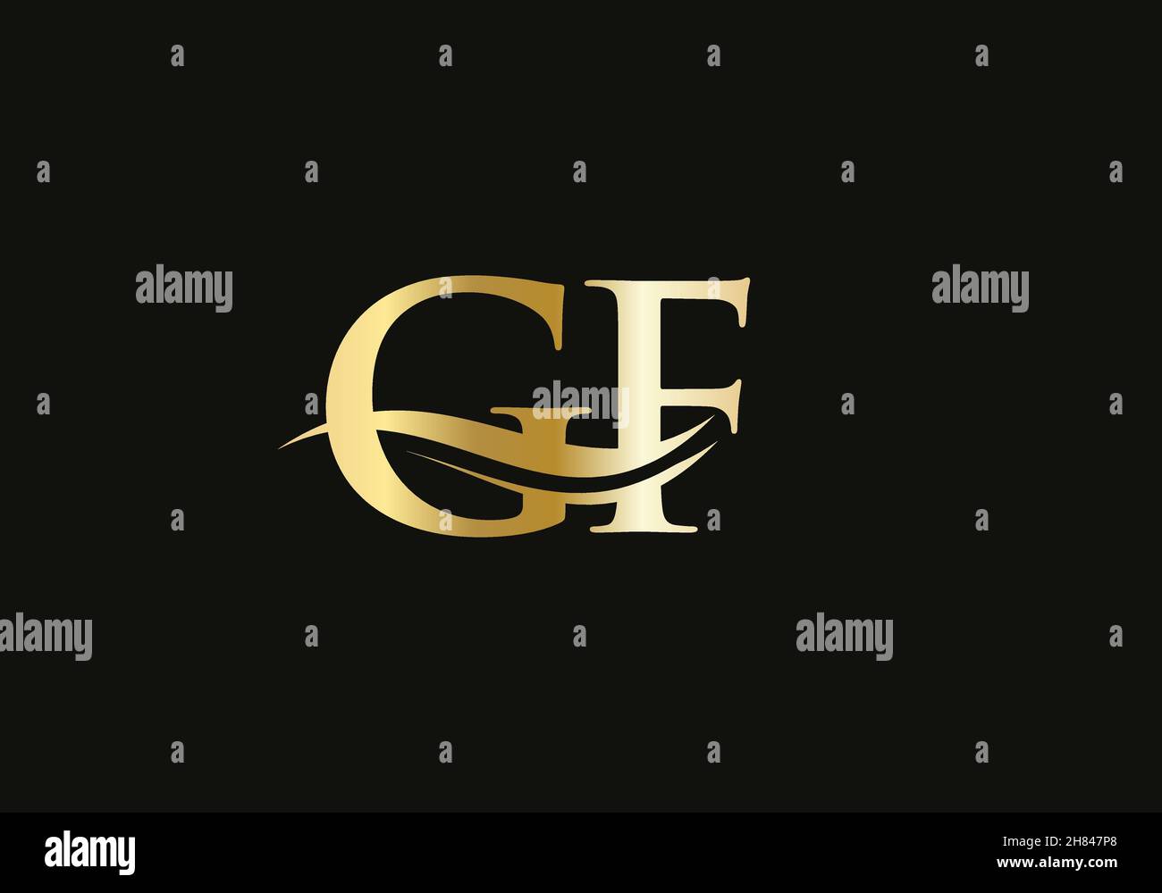 Modern letter GF logo design Vector. Initial linked letter GF logo ...