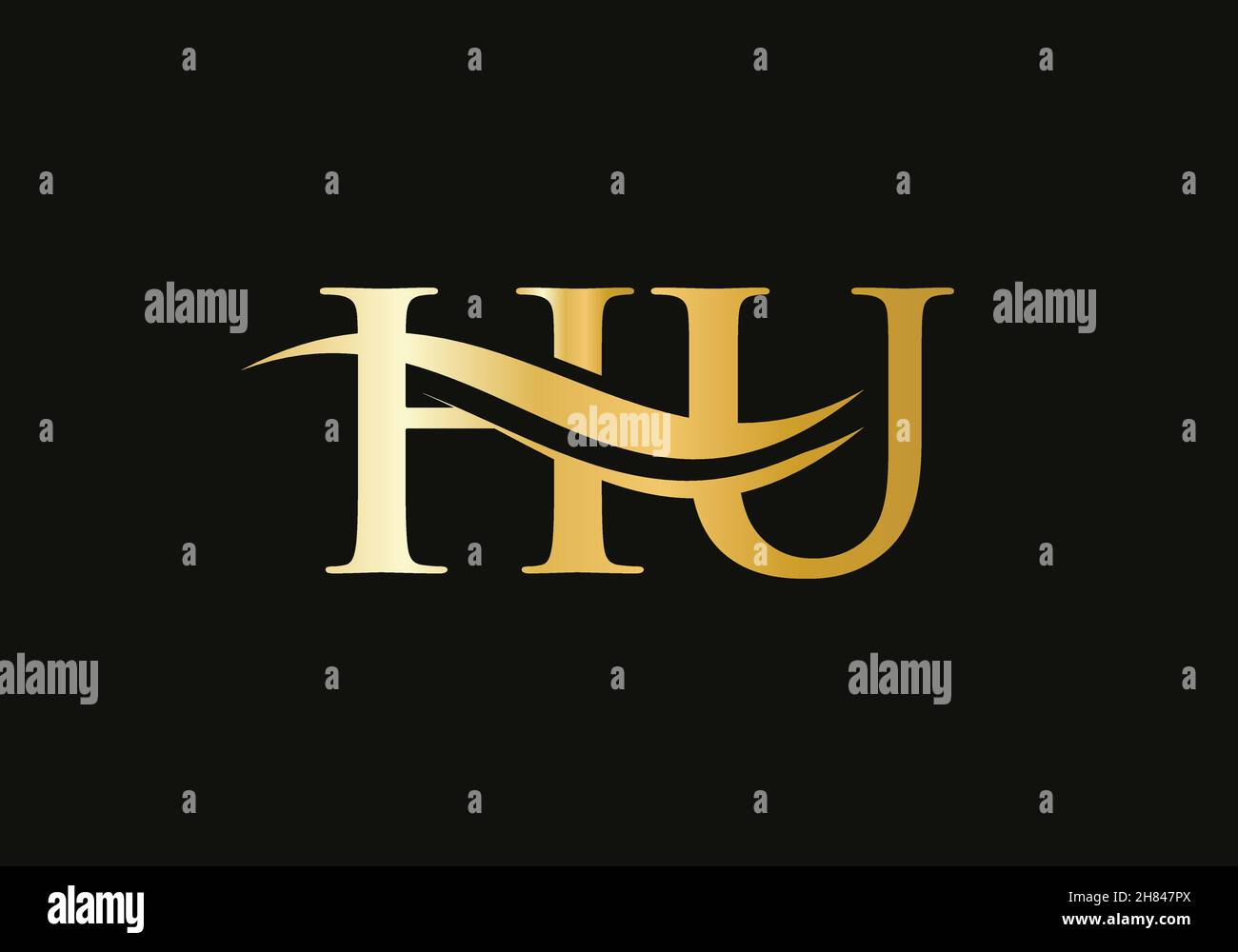 Modern HU logotype for luxury branding. Initial HU letter business logo ...