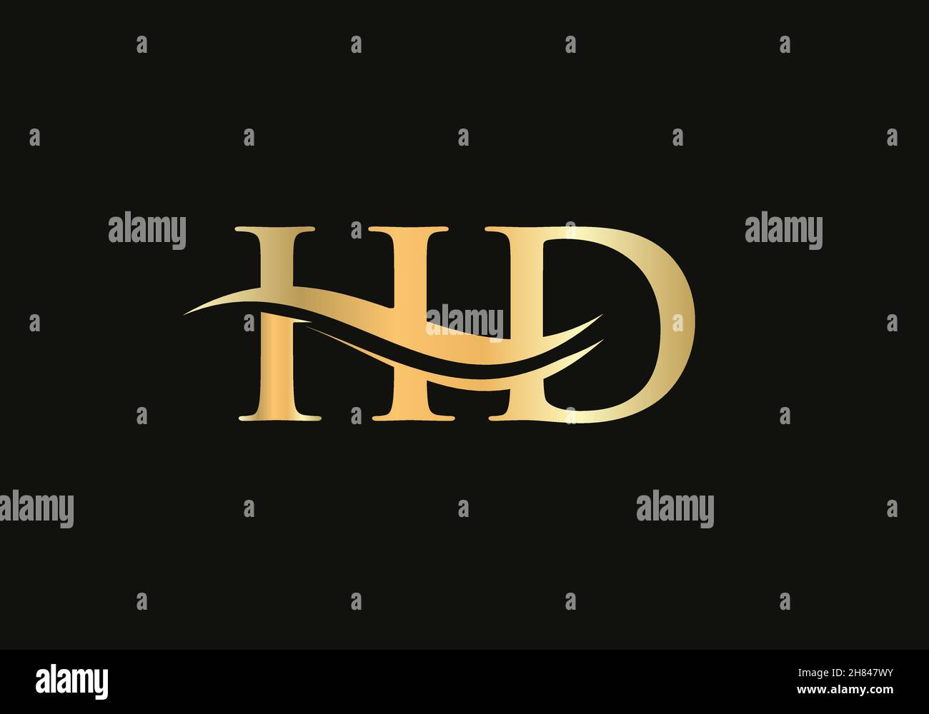 Gold HD letter logo design. HD logo design with creative and modern ...