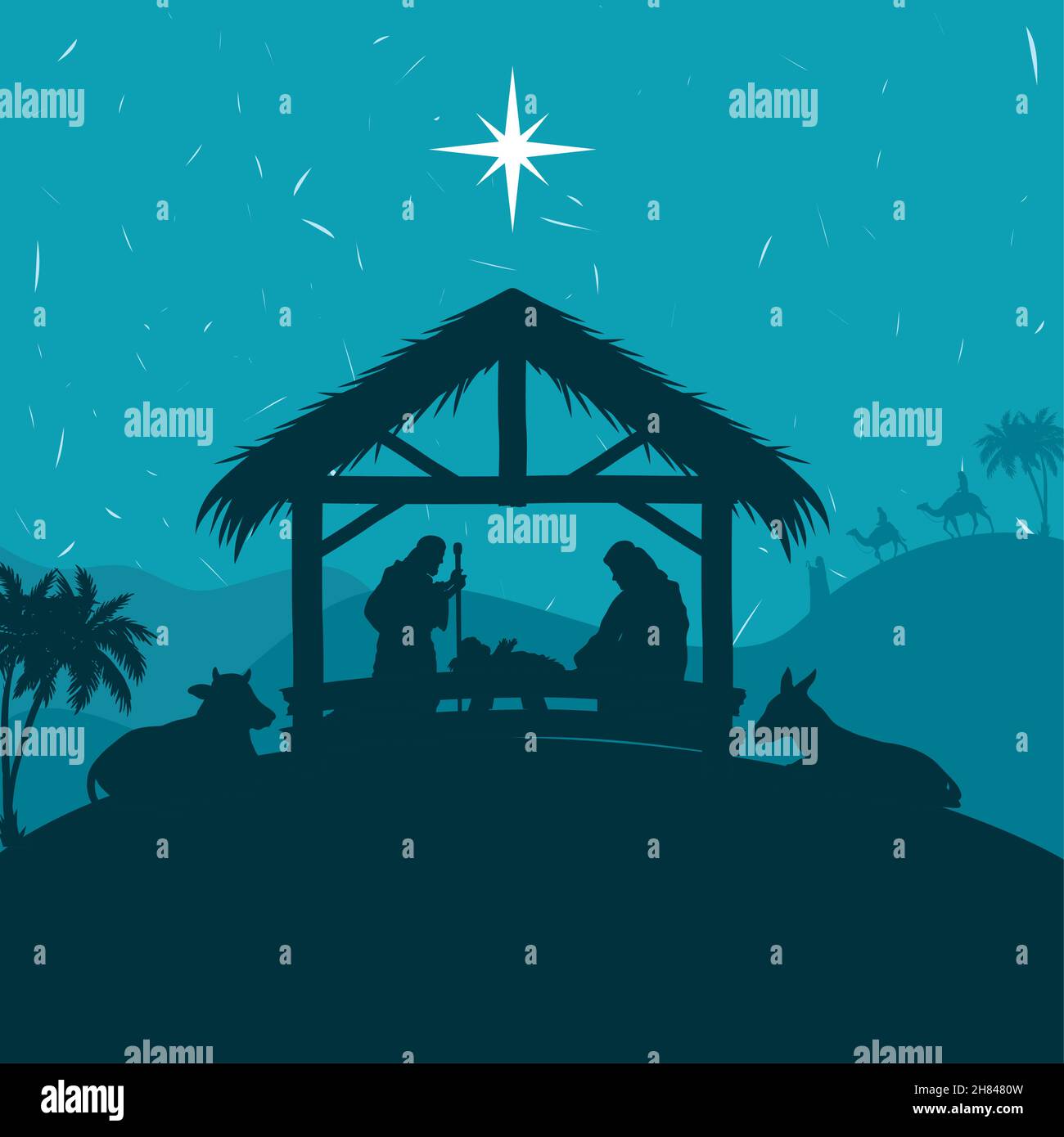 Biblical scene birth jesus in Stock Vector Images - Alamy