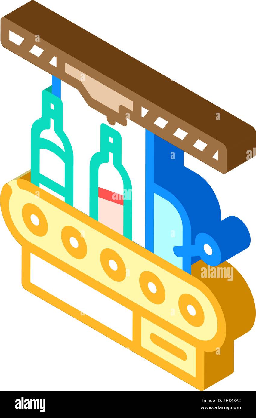 bottling factory conveyor isometric icon vector illustration Stock ...