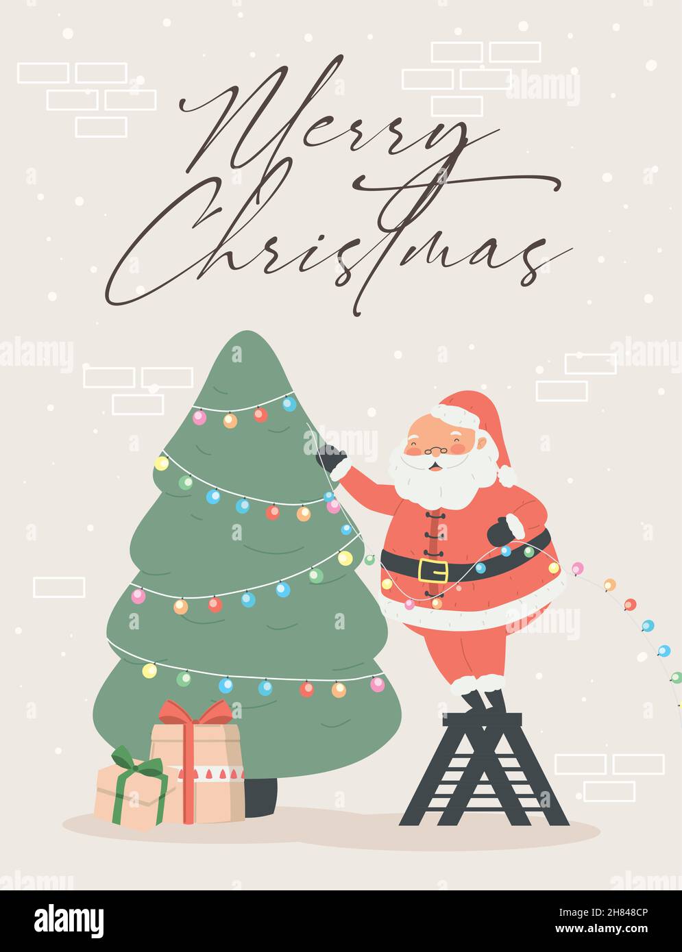 merry christmas card with santa Stock Vector Image & Art - Alamy
