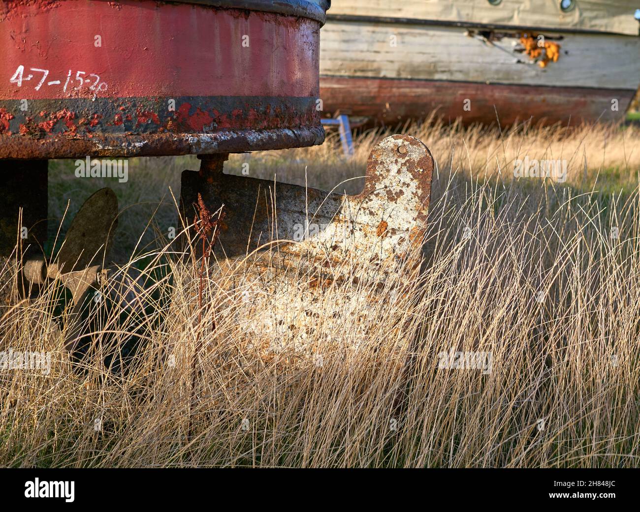 Large rudder on a rusty old boat Stock Photo - Alamy