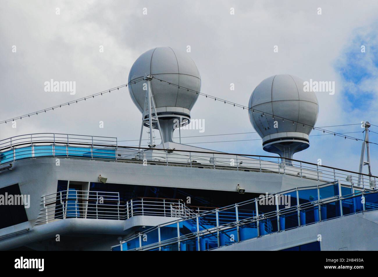View of antennas on a ship Stock Photo - Alamy