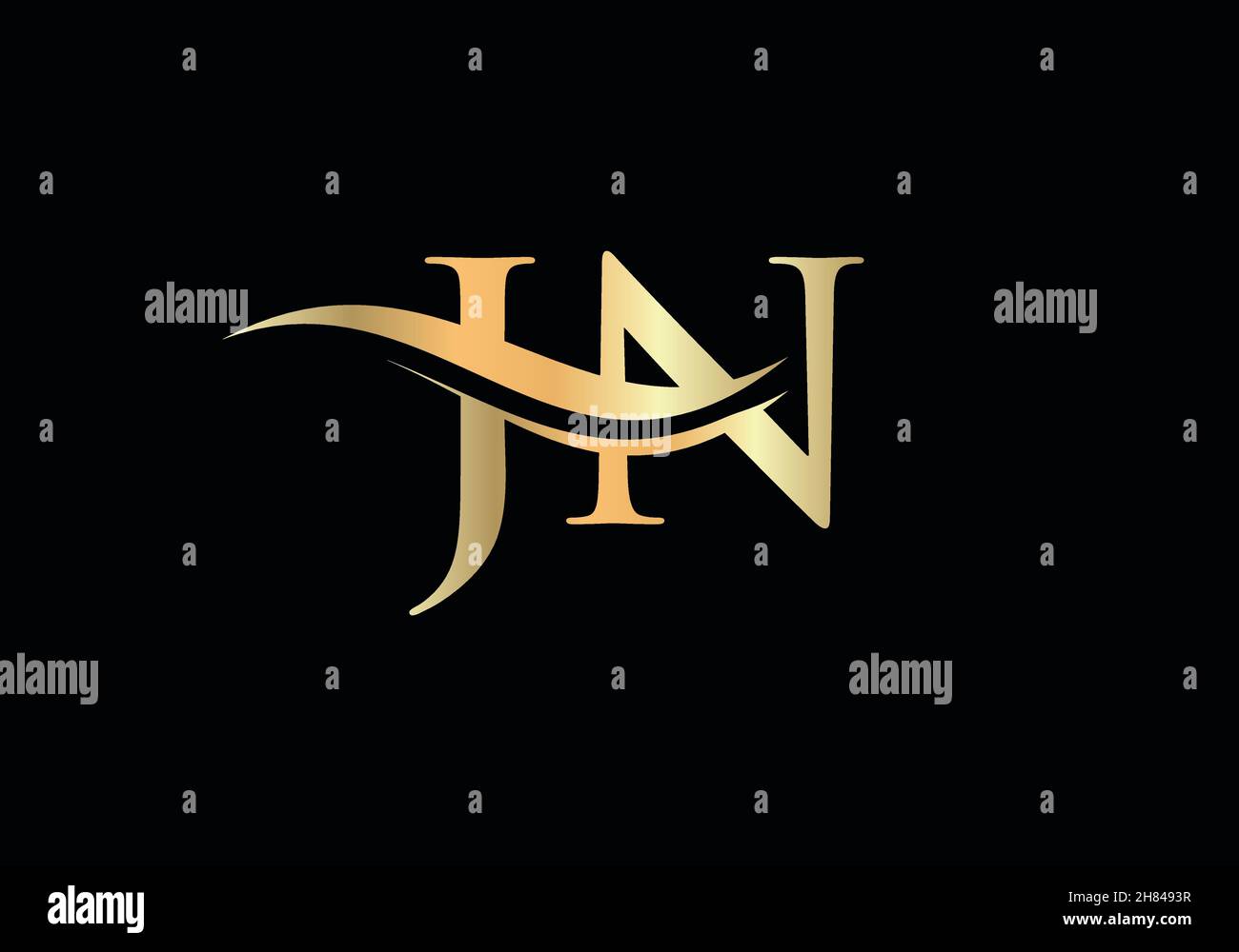 JN letter logo design. Premium Letter JN Logo Design with water wave ...
