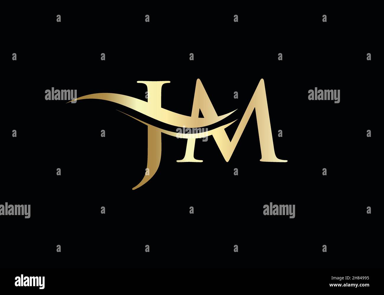 Premium Letter JM Logo Design with water wave concept. JM letter logo ...