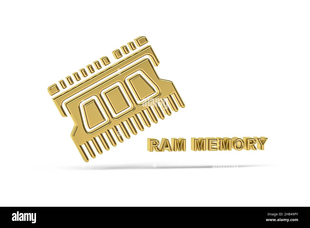 Golden 3d RAM Memory icon isolated on white background - 3d render ...