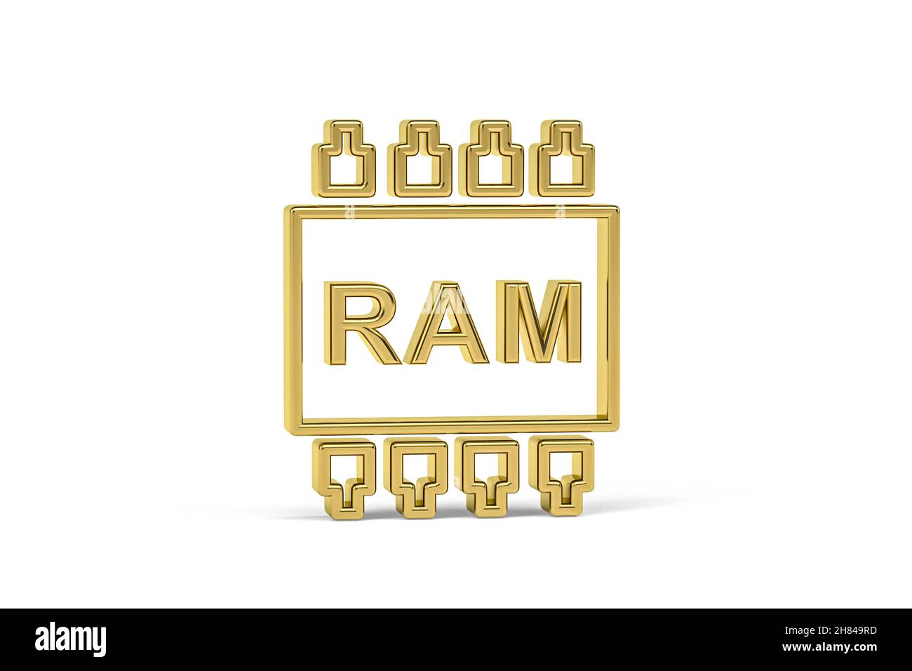 Golden 3d RAM Memory icon isolated on white background - 3d render ...