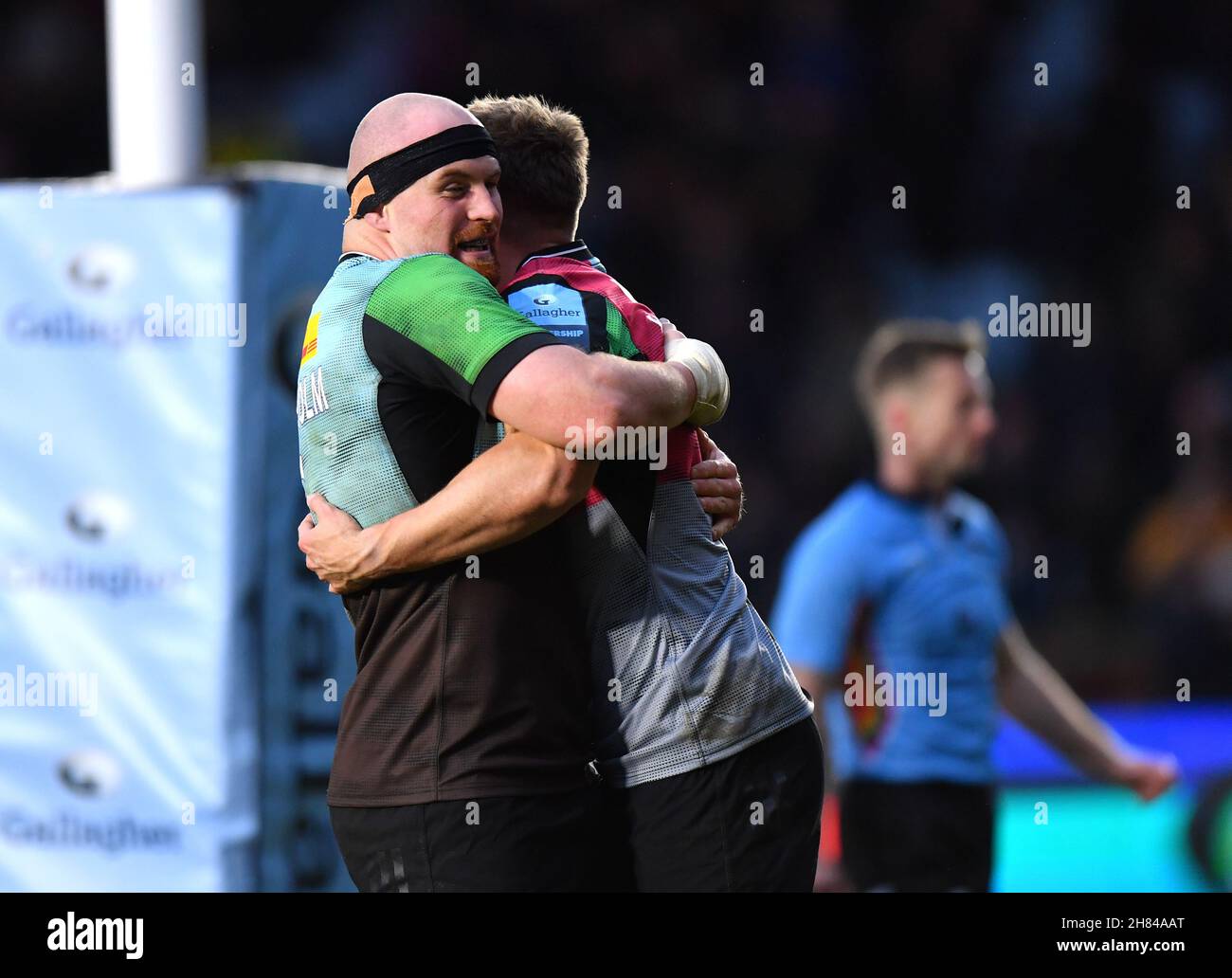 Harlequins' Luke Northmore celebrates scoring their side's second try ...