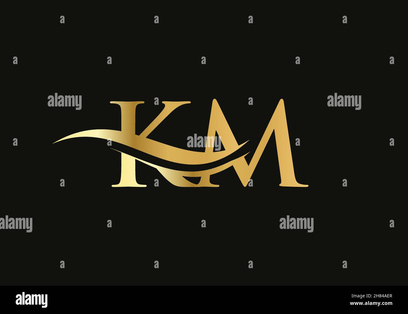 Premium Letter KM Logo Design with water wave concept. KM letter logo design with modern trendy ...