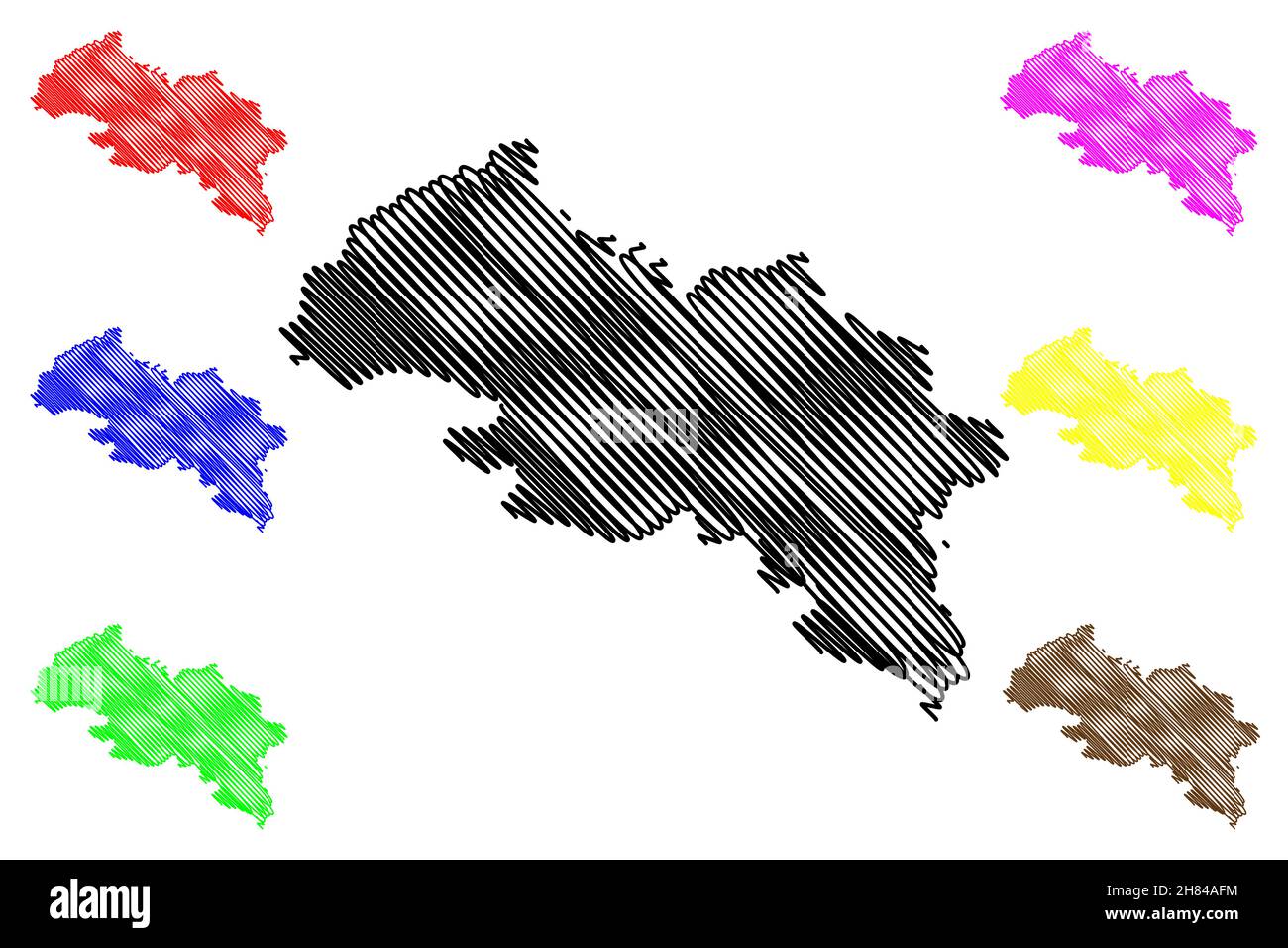 Fatehpur district (Uttar Pradesh State, Republic of India) map vector illustration, scribble ...