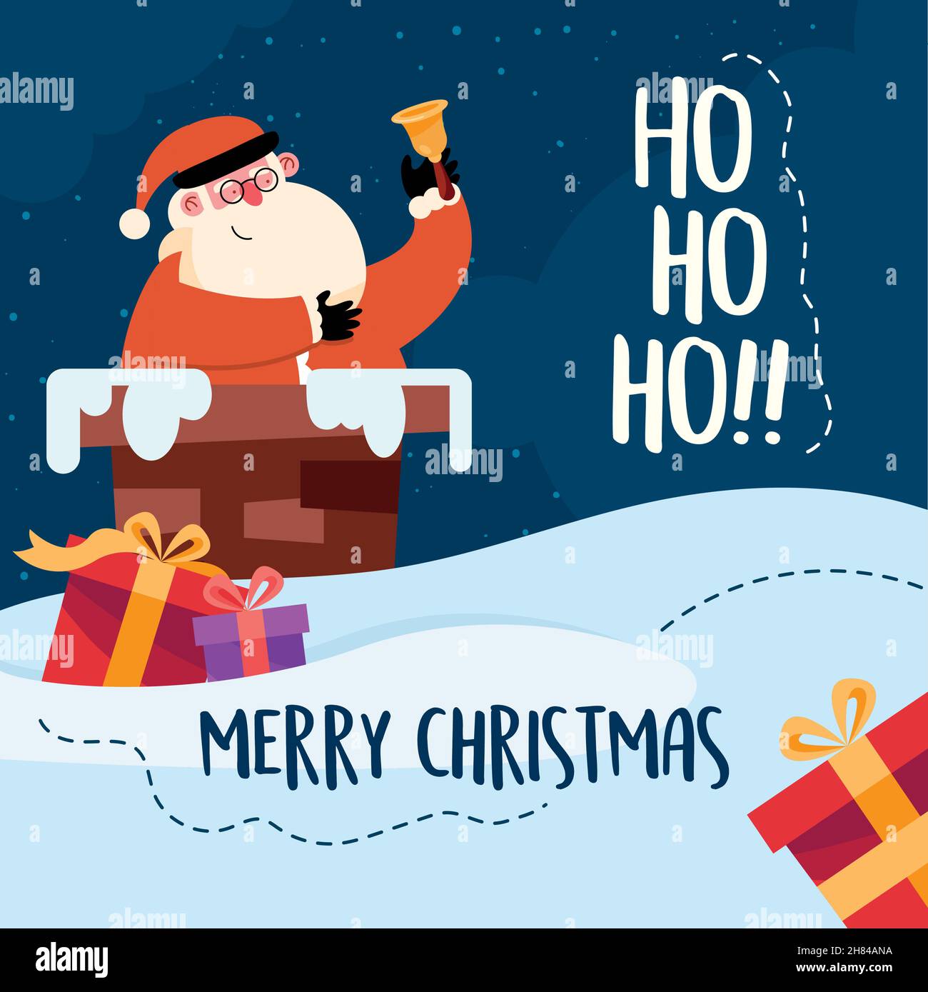 christmas santa in chimney scene Stock Vector Image & Art - Alamy