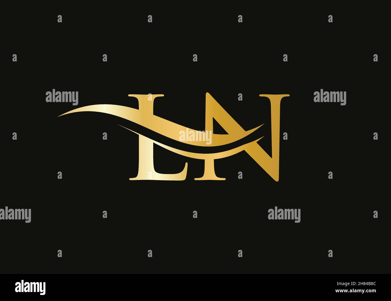 LN letter logo design. Premium Letter LN Logo Design with water wave ...