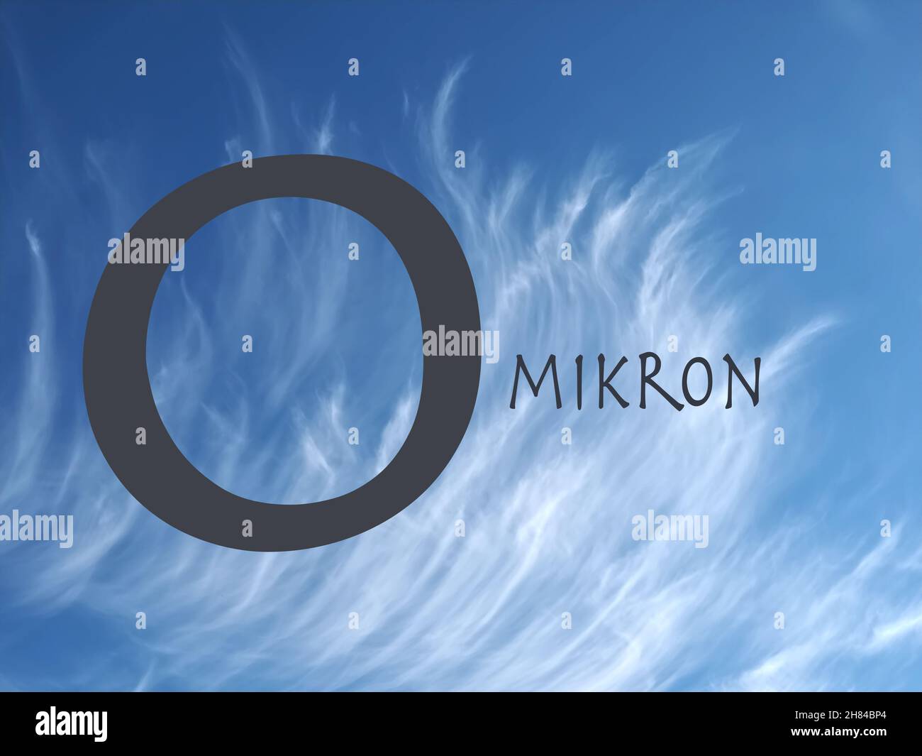 Omikron symbol on cloudy background Stock Photo - Alamy