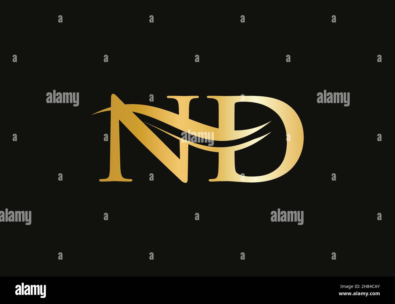 Gold ND letter logo design. ND logo design with creative and modern ...