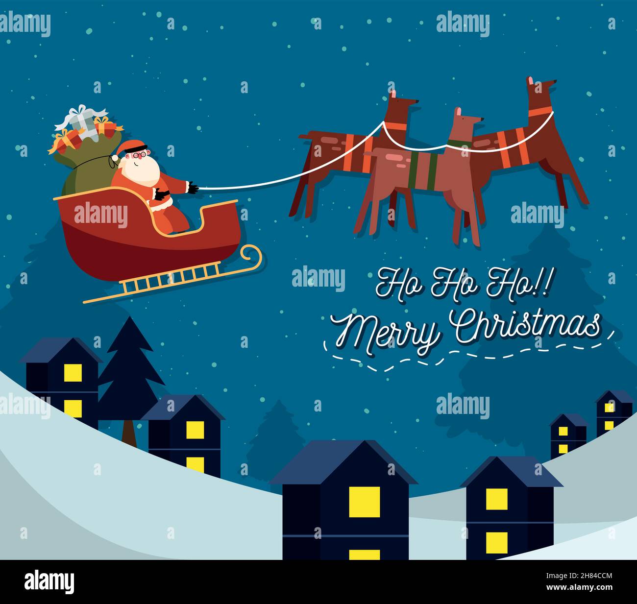 christmas season santa flying scene Stock Vector Image & Art - Alamy