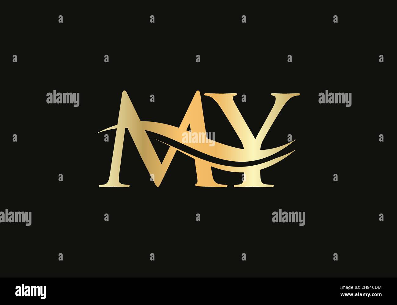 Swoosh Letter MY Logo Design for business and company identity. Water ...
