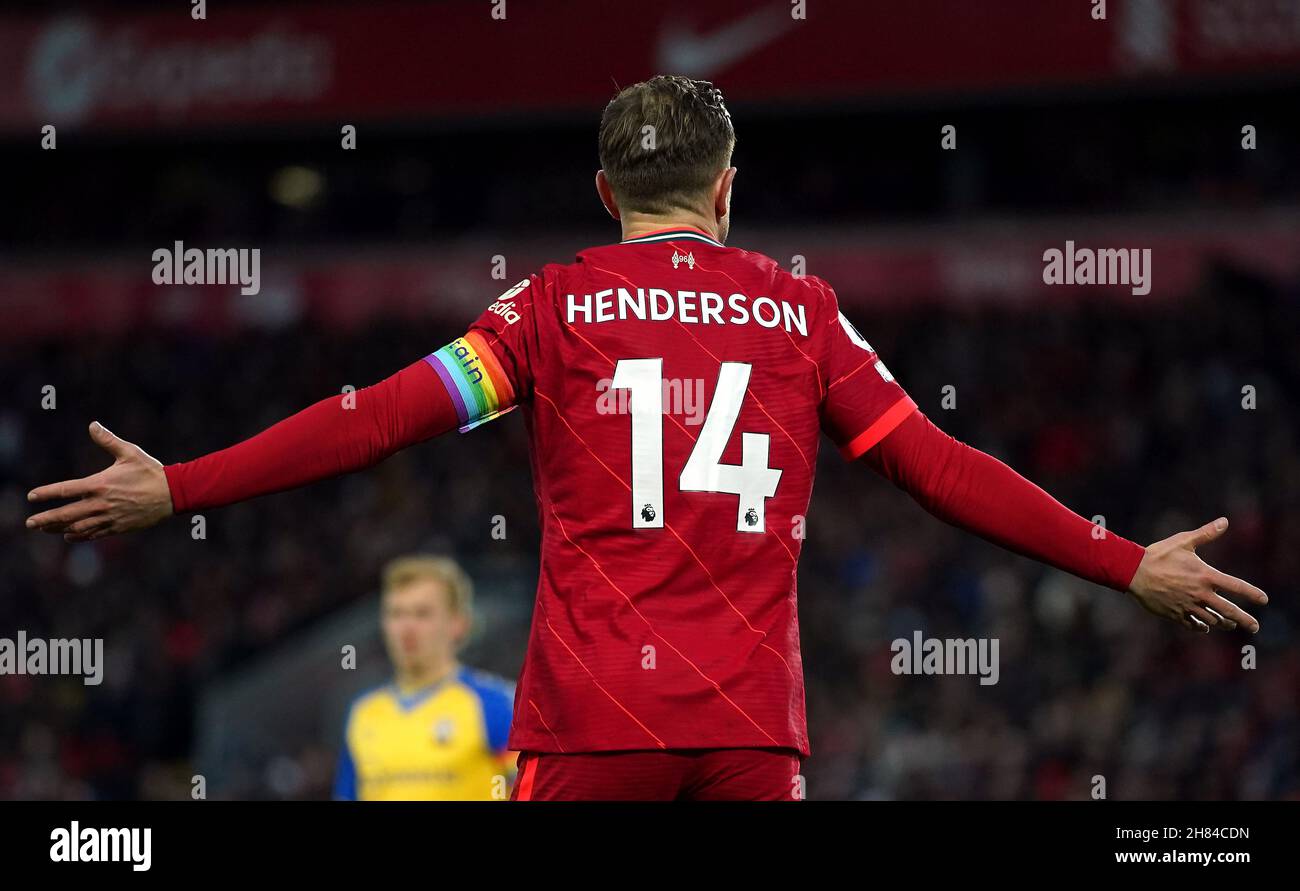 Liverpool captain Jordan Henderson during the Premier League match at ...