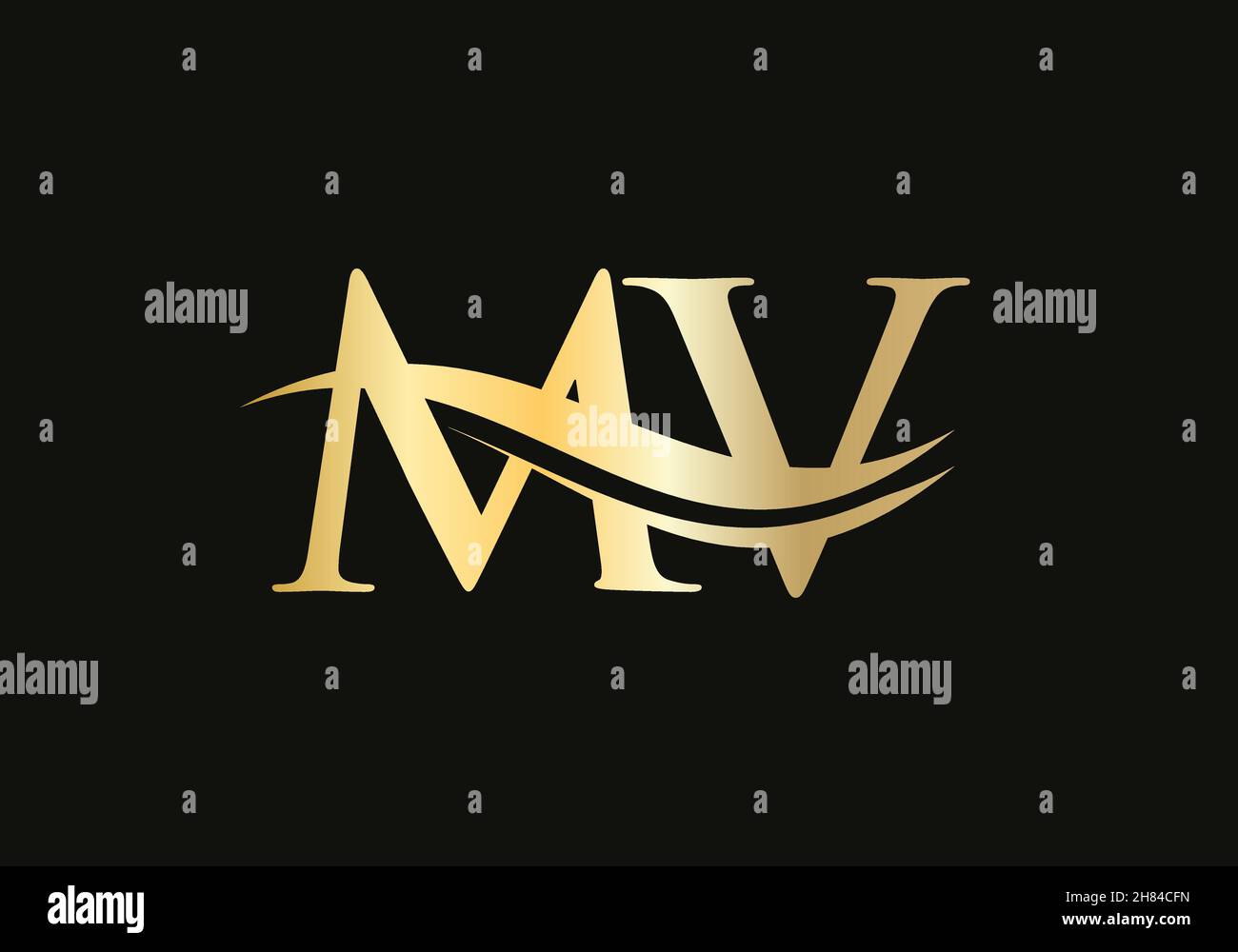 Modern MV logotype for luxury branding. Initial MV letter business logo ...