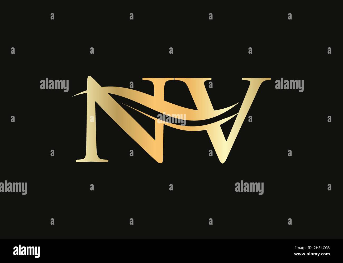 Modern NV logotype for luxury branding. Initial NV letter business logo ...