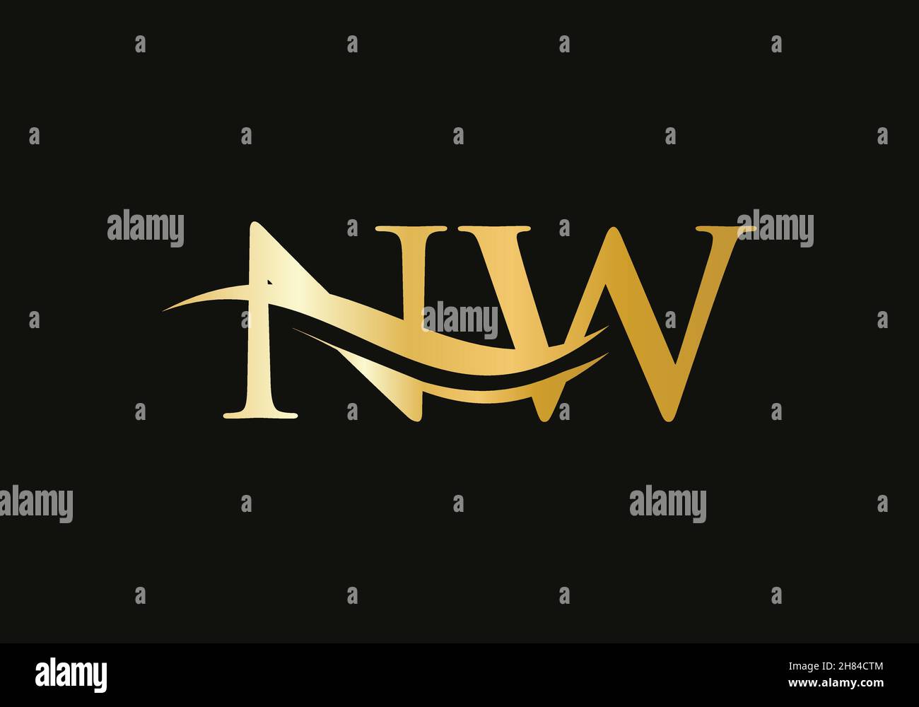 Initial Letter NW Linked Logo for business and company identity. Modern ...