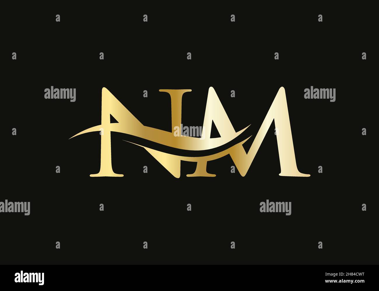 Premium Letter NM Logo Design with water wave concept. NM letter logo ...