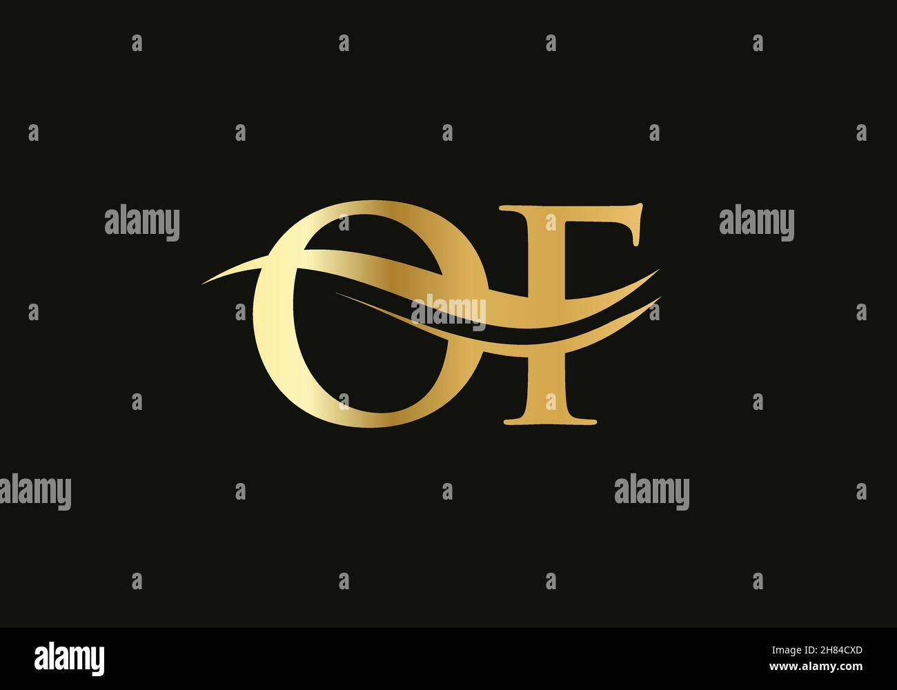 Modern letter OF logo design Vector. Initial linked letter OF logo ...