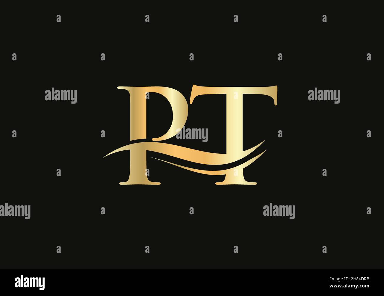 Swoosh Letter PT Logo Design for business and company identity. Water ...