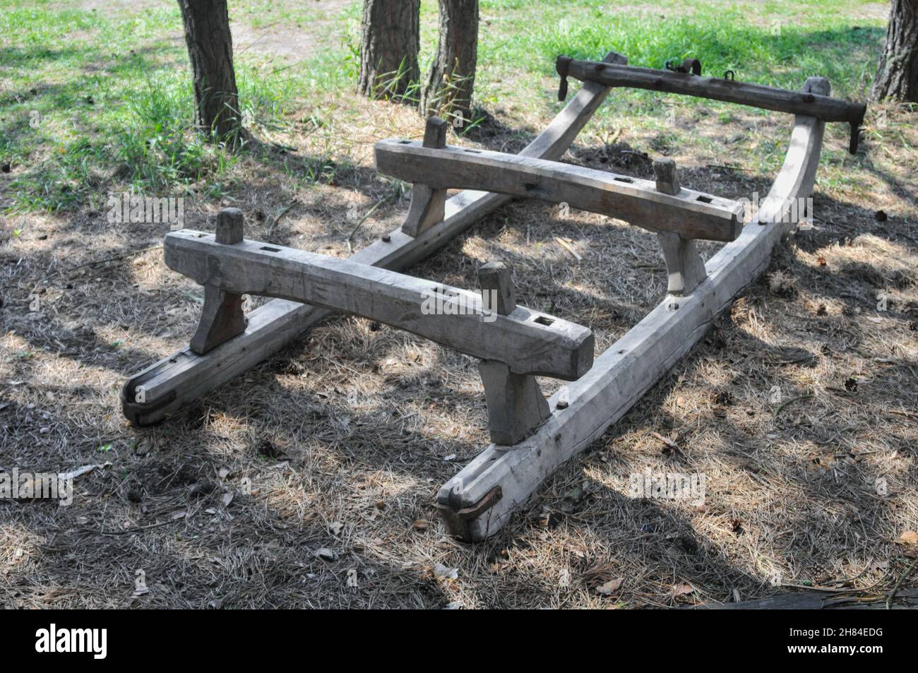 Wooden structure in a park Stock Photo - Alamy