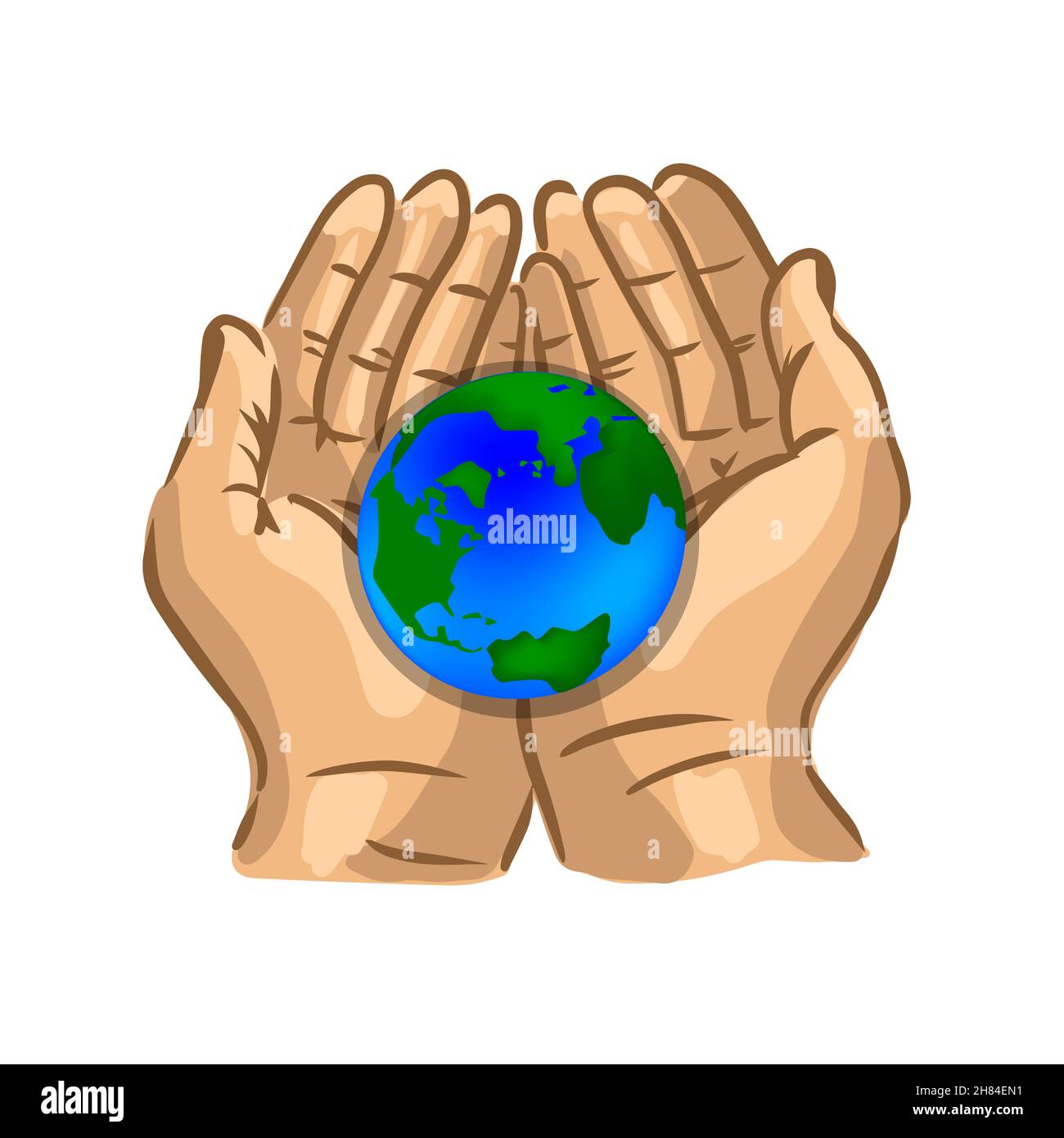 Hands hold the planet. Let's save our planet. Vector illustration Stock ...