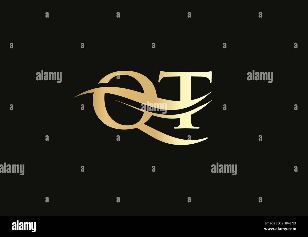 Swoosh Letter QT Logo Design for business and company identity. Water ...