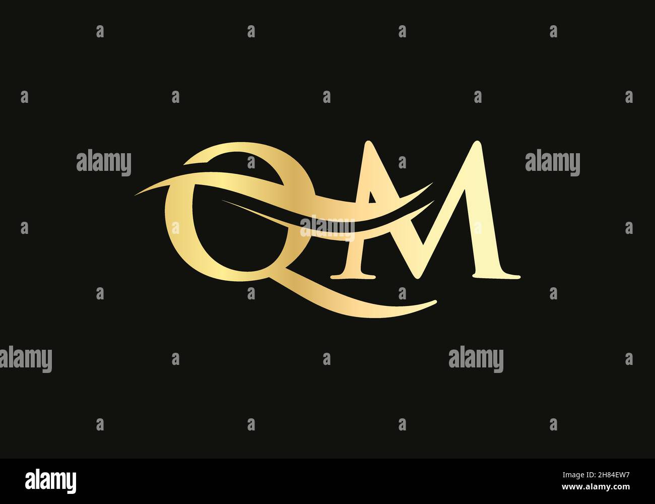 Premium Letter QM Logo Design with water wave concept. QM letter logo ...