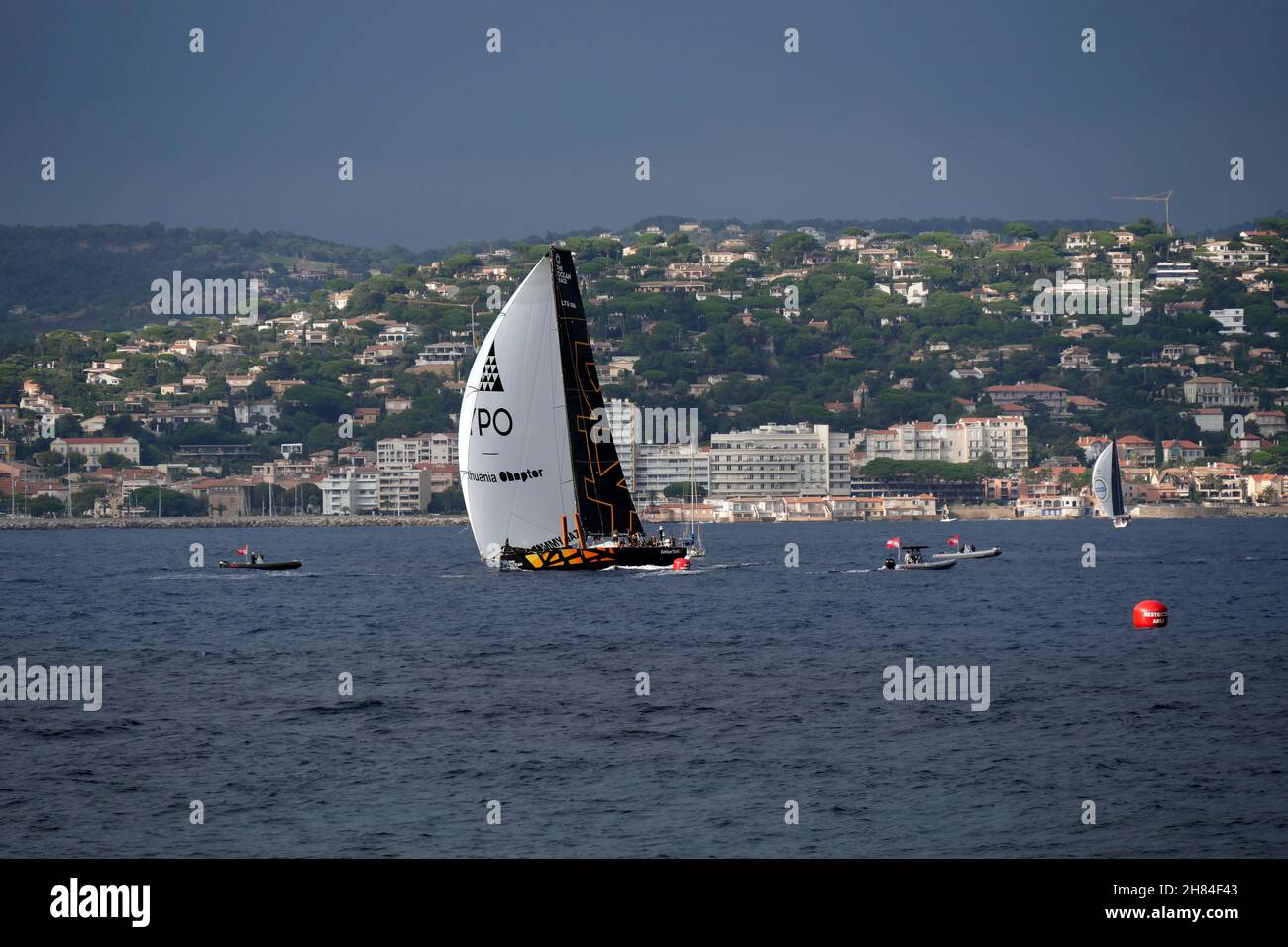 maxi yacht Ambersail racing in the gulf of Saint-Tropez, Var department ...