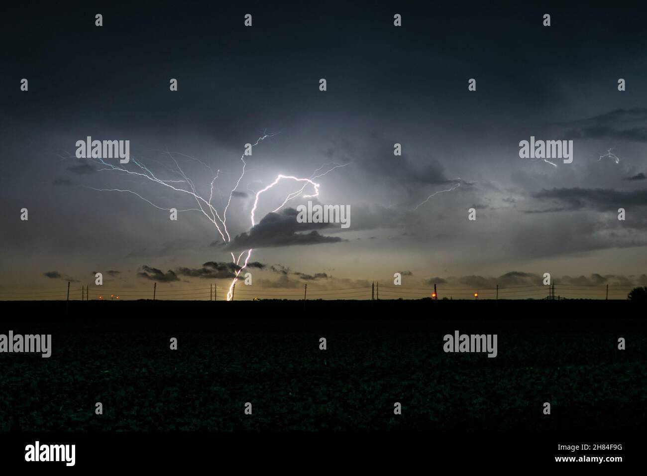 Branched upward lightning bolt, also called a GC (Ground to Cloud ...
