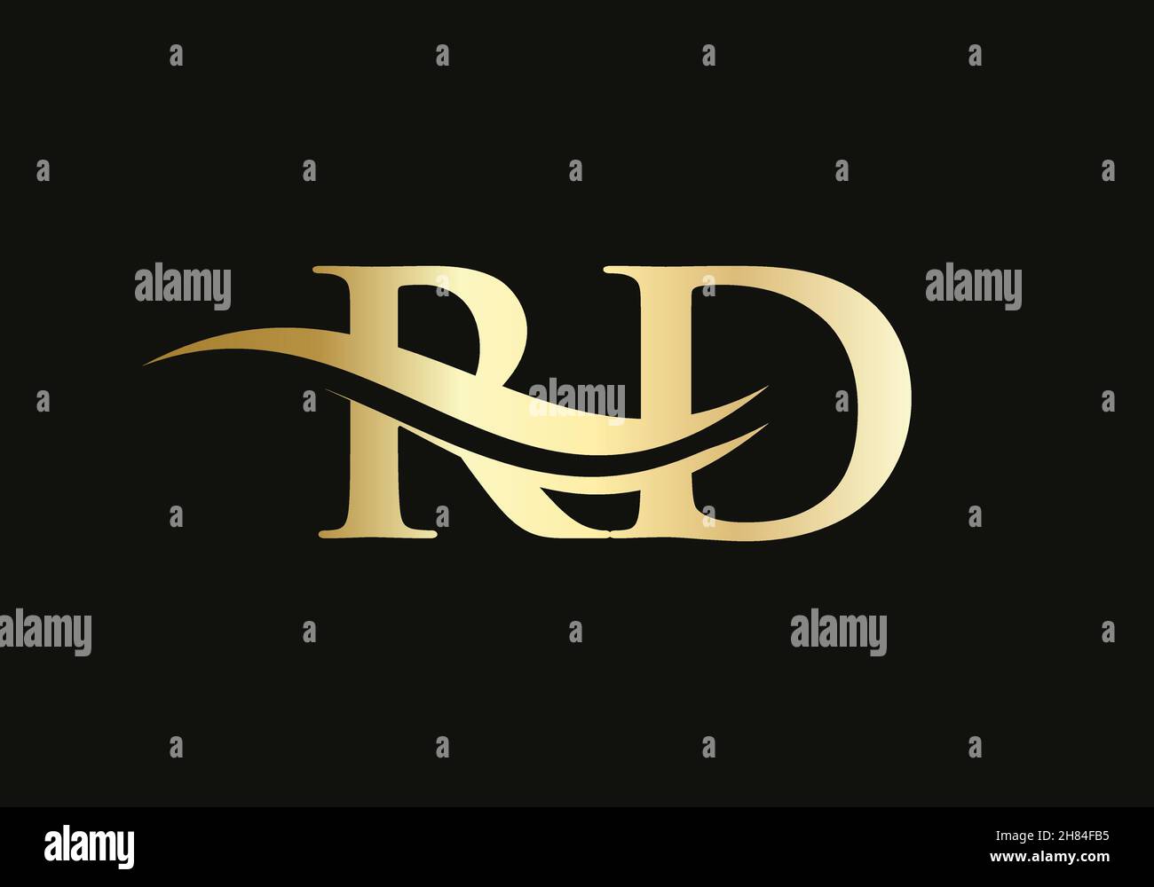 Gold RD letter logo design. RD logo design with creative and modern ...
