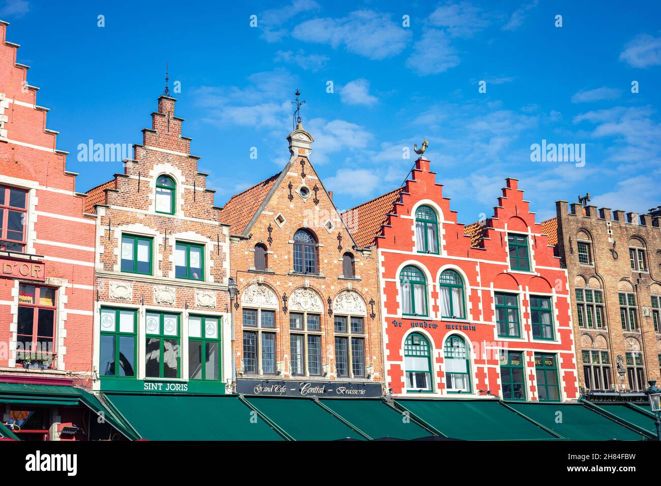 Traditional medieval houses on the Grote Markt square in the centre of ...