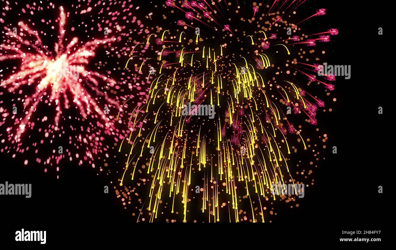 3d illustration - cartoon effect of firework on black background Stock ...