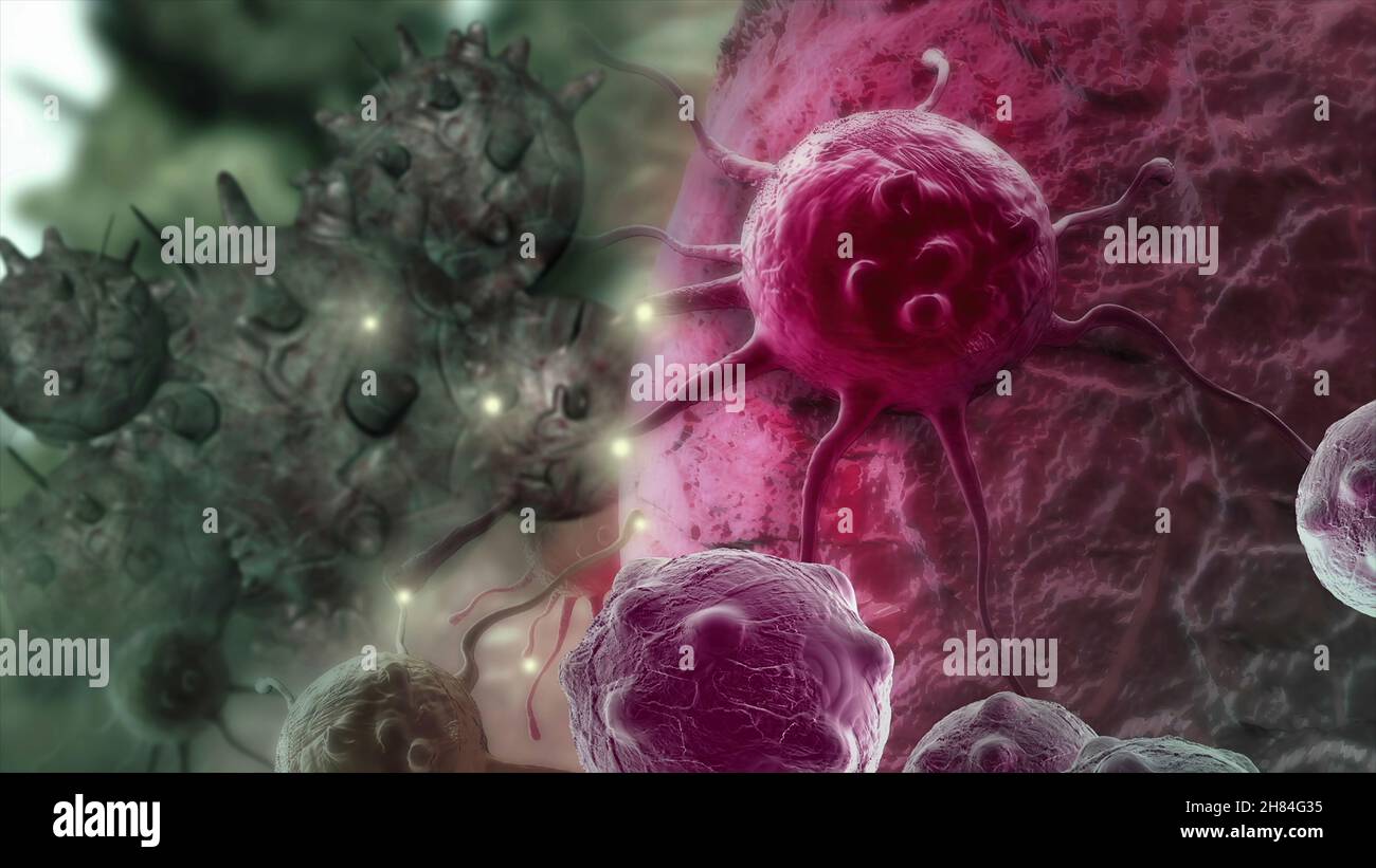 3d illustration - damaged and disintegrating cancer cell Stock Photo ...