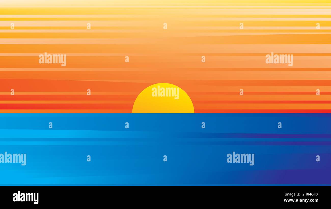 Background beautiful sunset over the sea. Panoramic wide banner. Nature ...