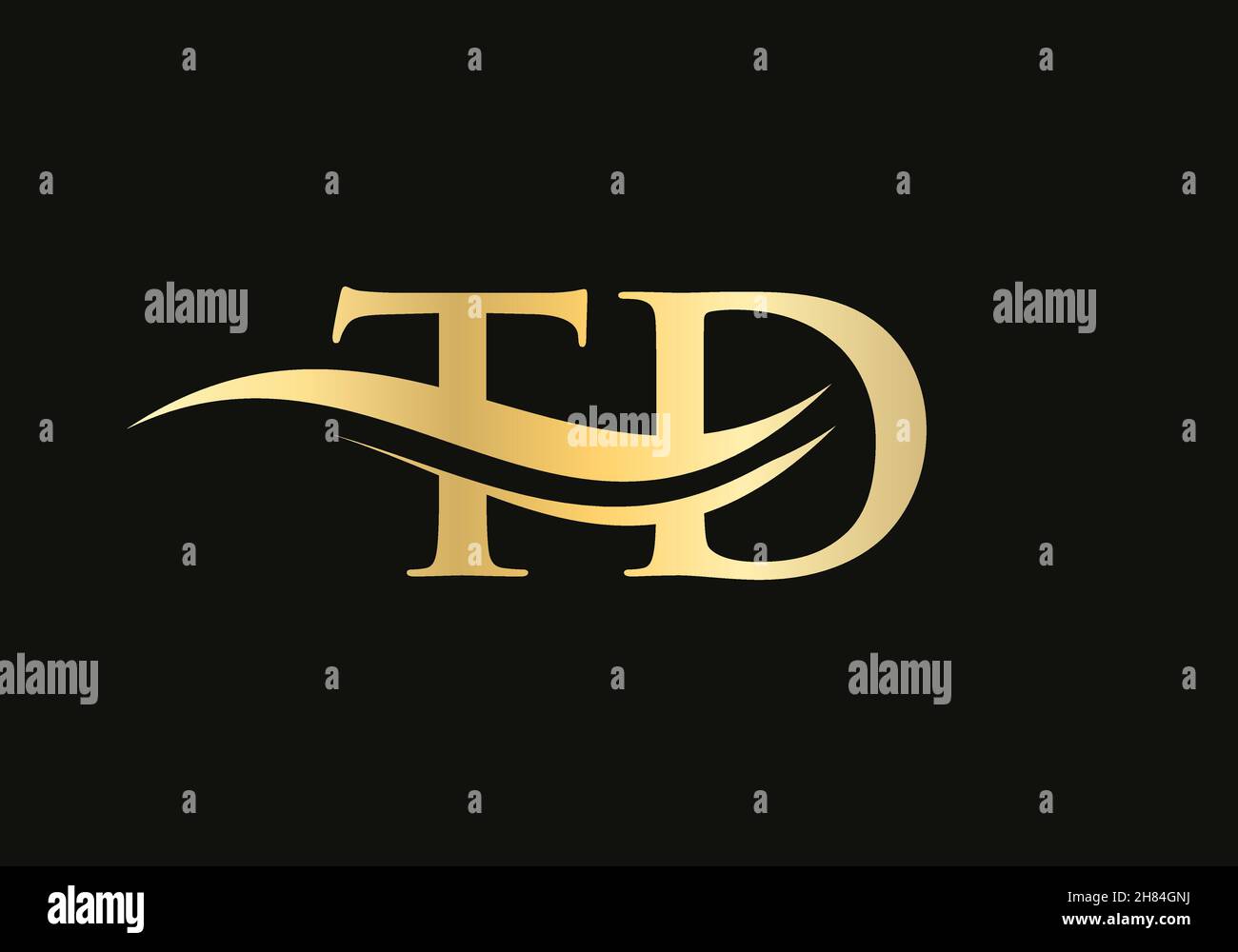 Gold TD letter logo design. TD logo design with creative and modern ...