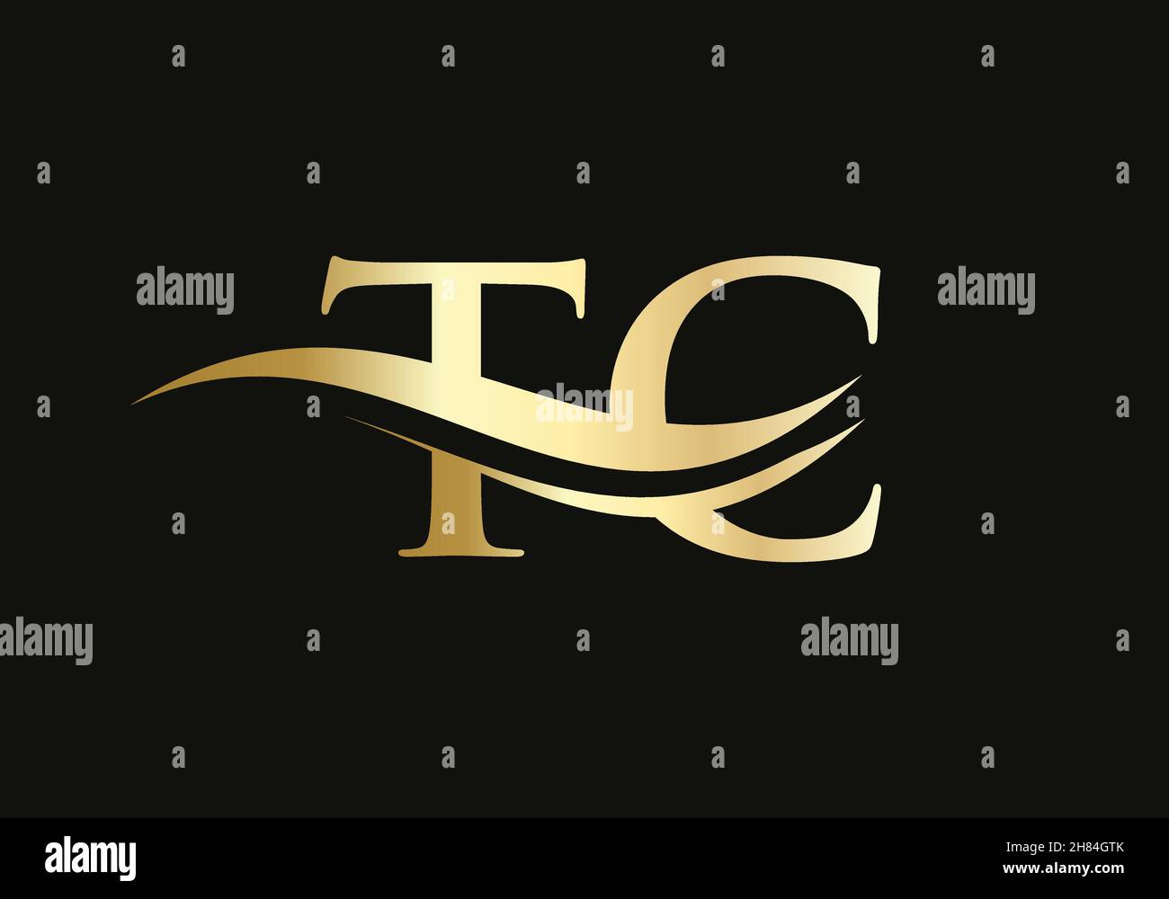 Initial Gold letter TC logo design. TC logo design with modern trendy ...