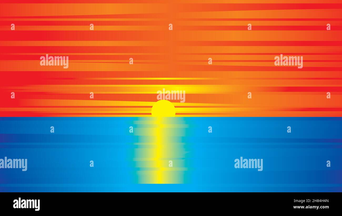 Background beautiful sunset over the sea. Panoramic wide banner. Nature ...