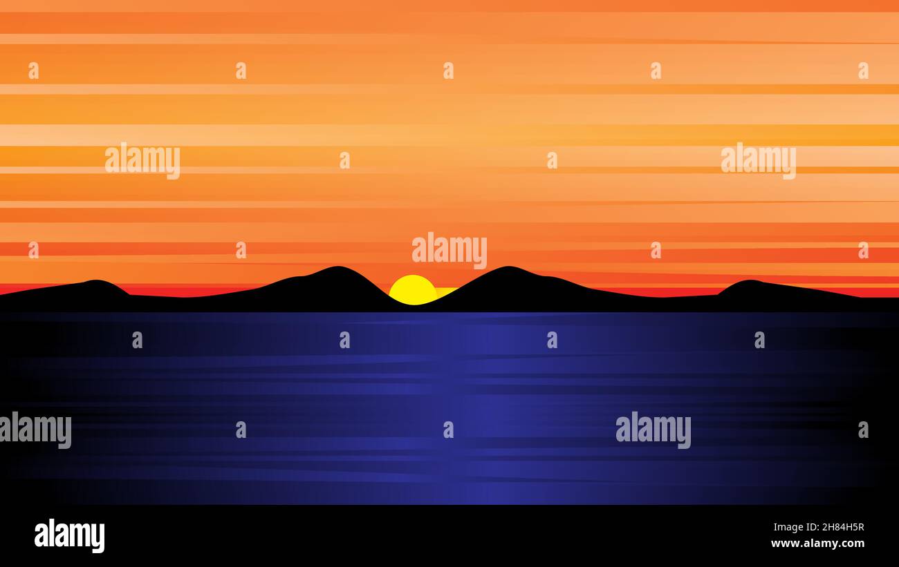 Beautiful glowing sunset over Stock Vector Images - Alamy