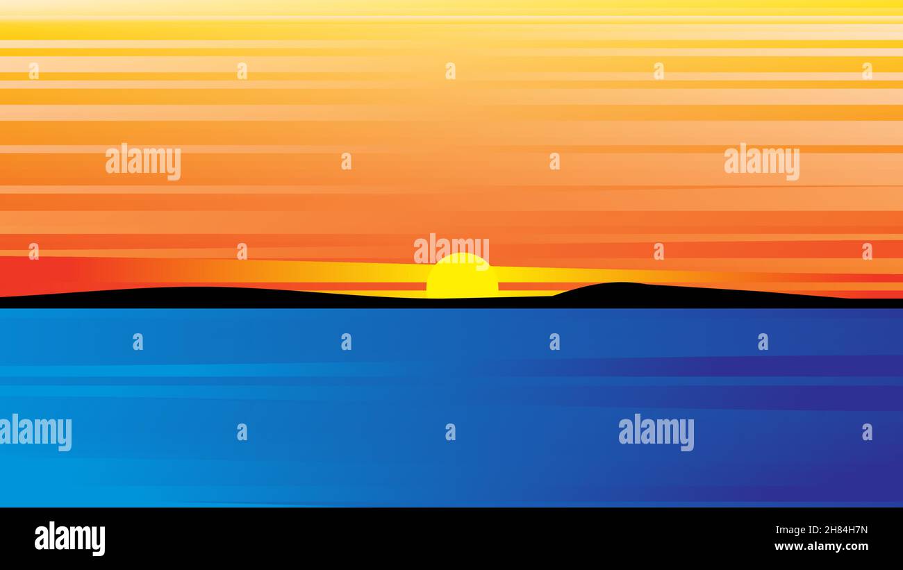 Background beautiful sunset over the sea. Panoramic wide banner. Nature ...