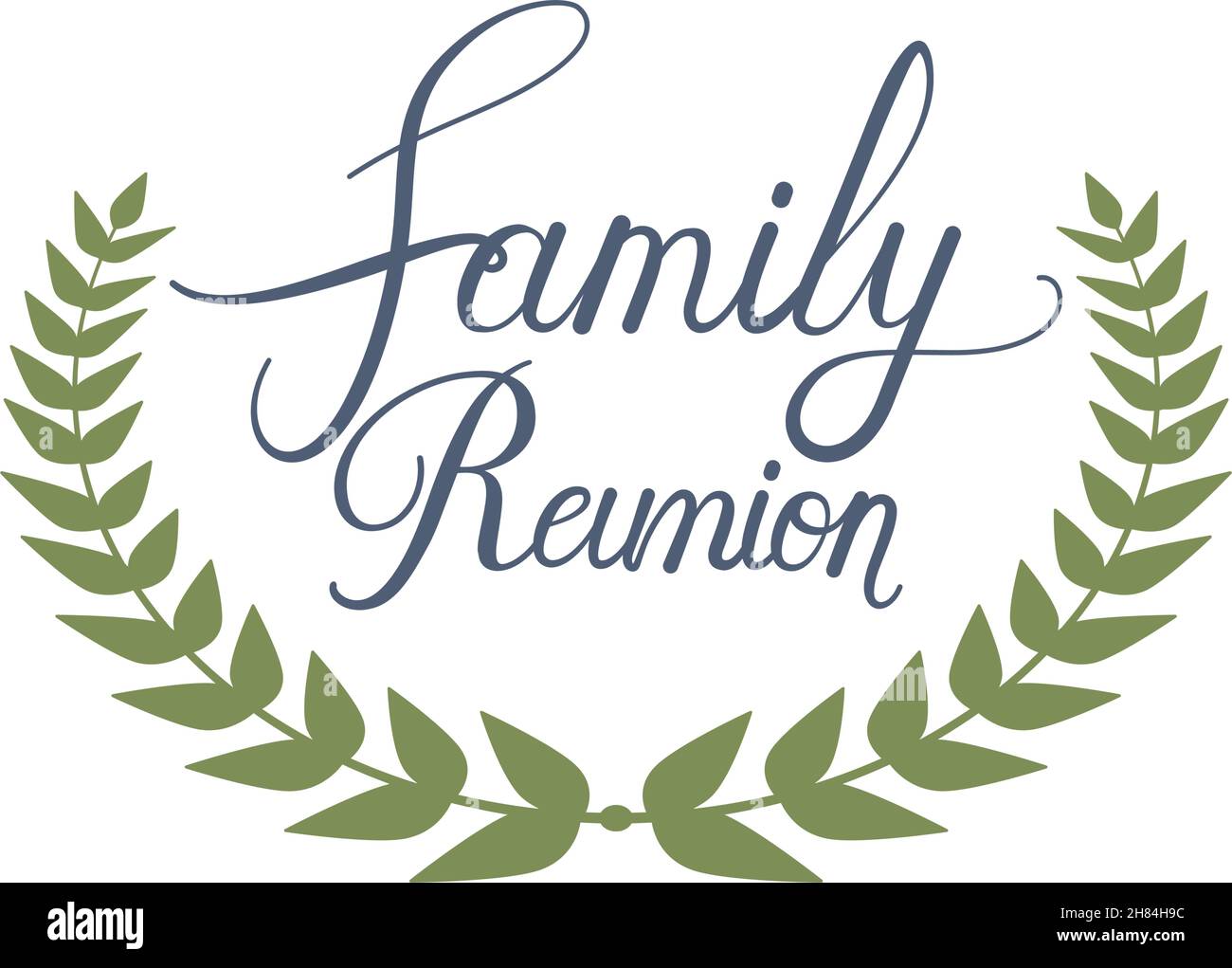 Family reunion text or lettering with wreath as vector icon Stock ...