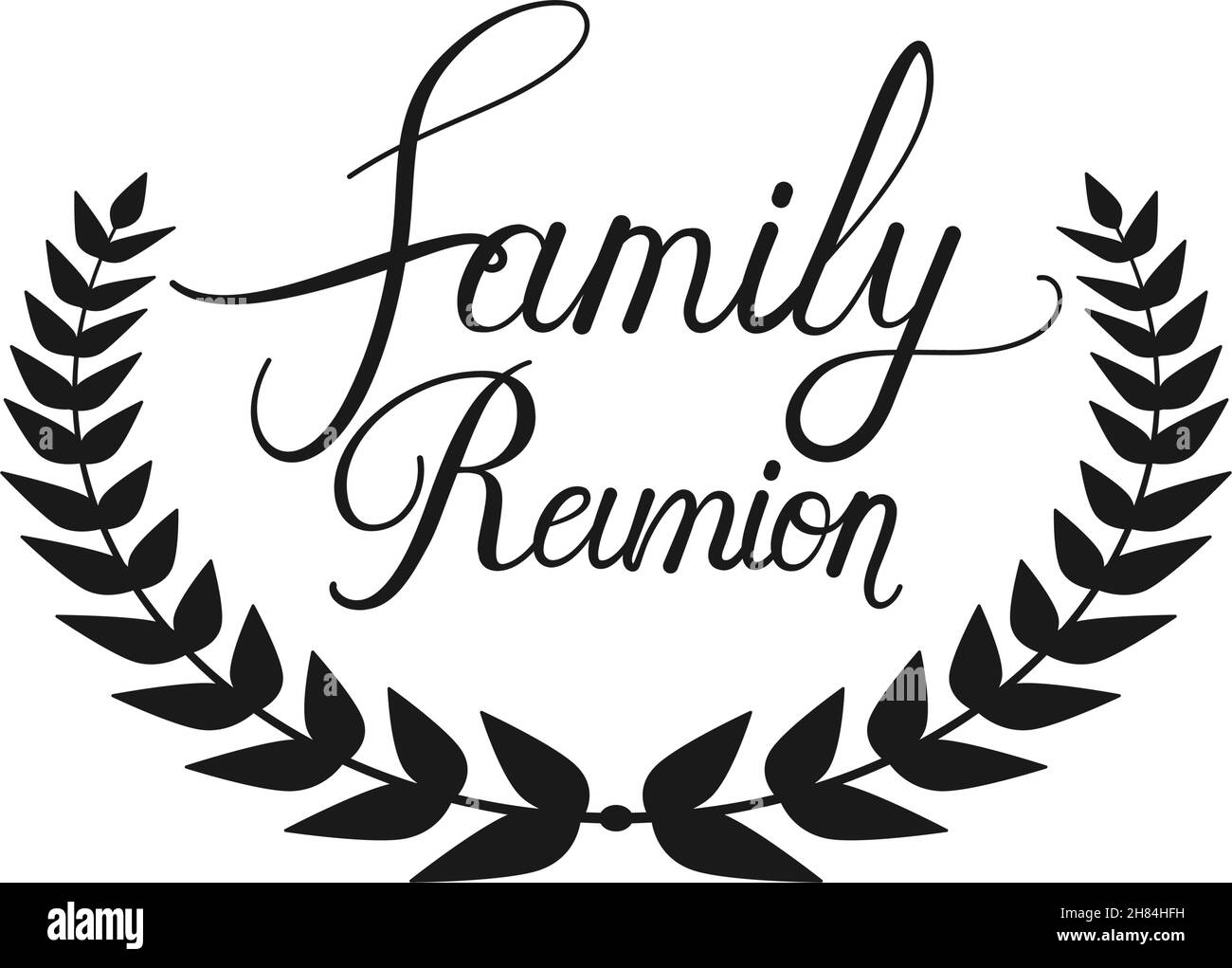 Family reunion text or lettering with wreath as vector icon Stock ...