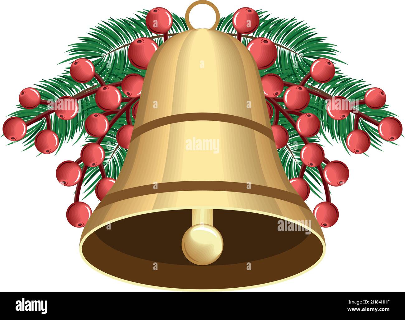 christmas golden bell decoration icon Stock Vector Image & Art - Alamy