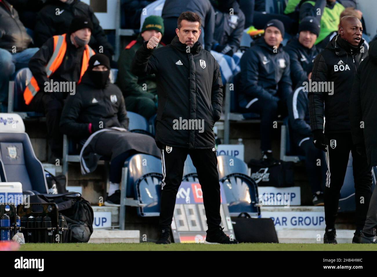Marco Silva the Fulham manager on the sidelines during the game Stock ...