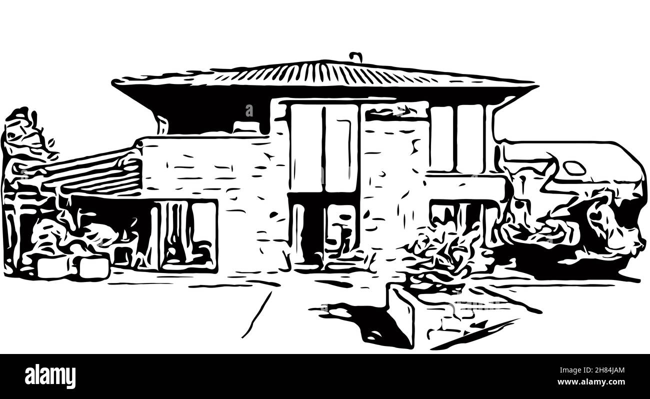 Sketch of detached House building Stock Photo - Alamy